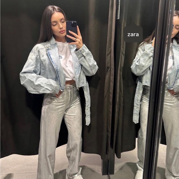 Zara | Jackets & Coats | Zara Trf Denim Biker Jacket | Poshmark